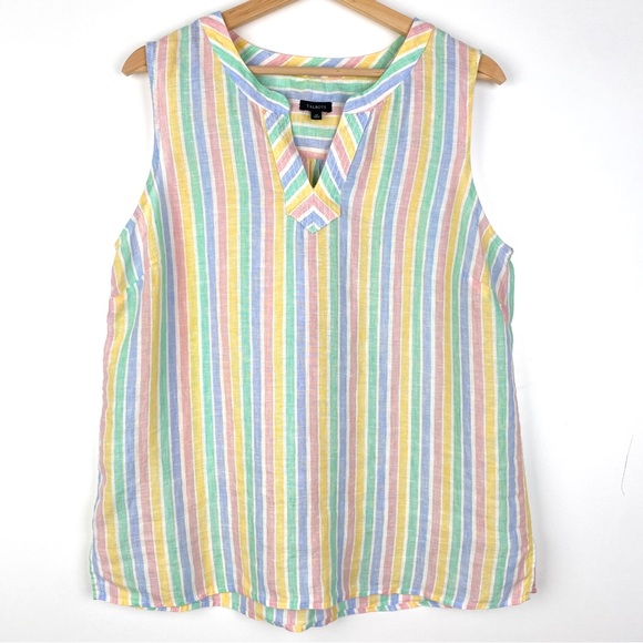 Talbots | Tops | Talbots Colorful Striped Linen Tank | Poshmark